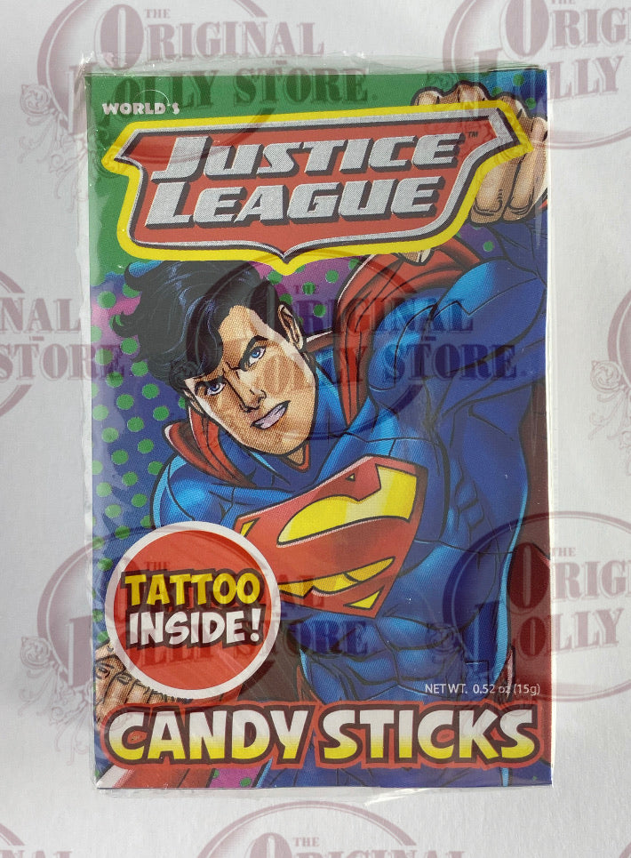 Justice League Superhero Candy Sticks With Tattoo – The Original Lolly ...