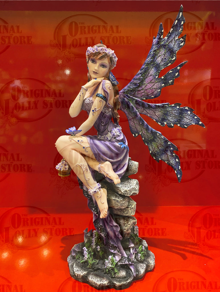 Large Fairy Lavender Fairy sitting on Rock Stool The Midaus Collection ...